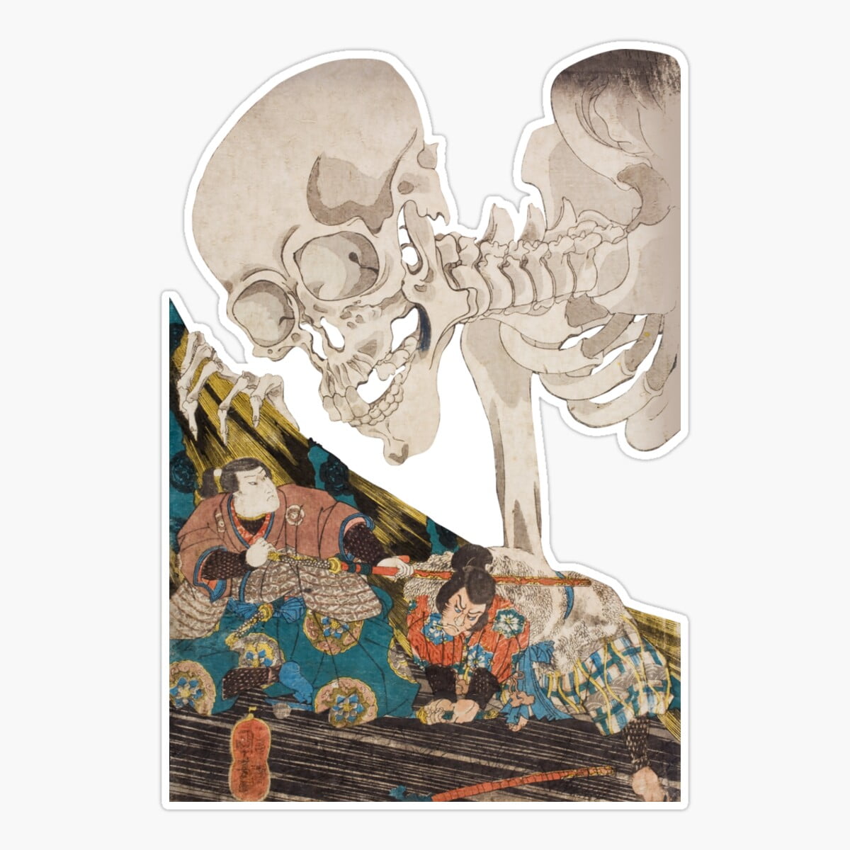 DOPASTICKER Skeleton Ghost Ukiyo-E Woodblock Print Sticker, Phone ...