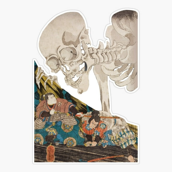 DOPASTICKER Skeleton Ghost Ukiyo-E Woodblock Print Sticker, Phone ...