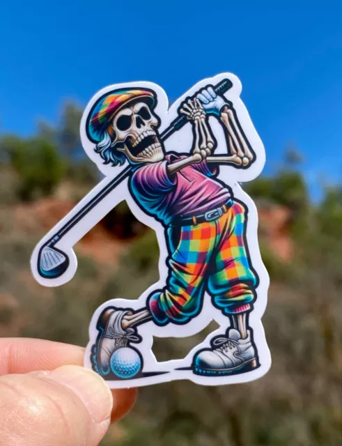 DOPASTICKER Skeleton On The Golf Course Sticker, Decal, Retro, Sports ...