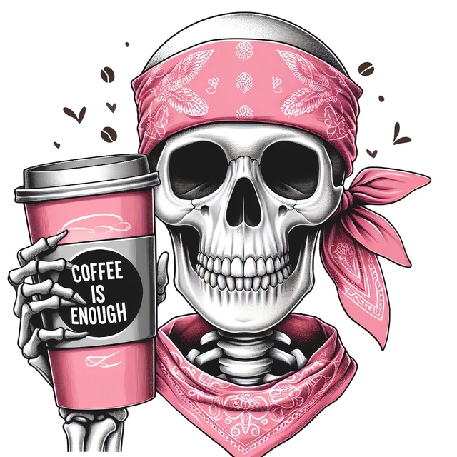 DOPASTICKER Skeleton Goth Sticker Quote Coffee Luxury Coffee Is Enough ...