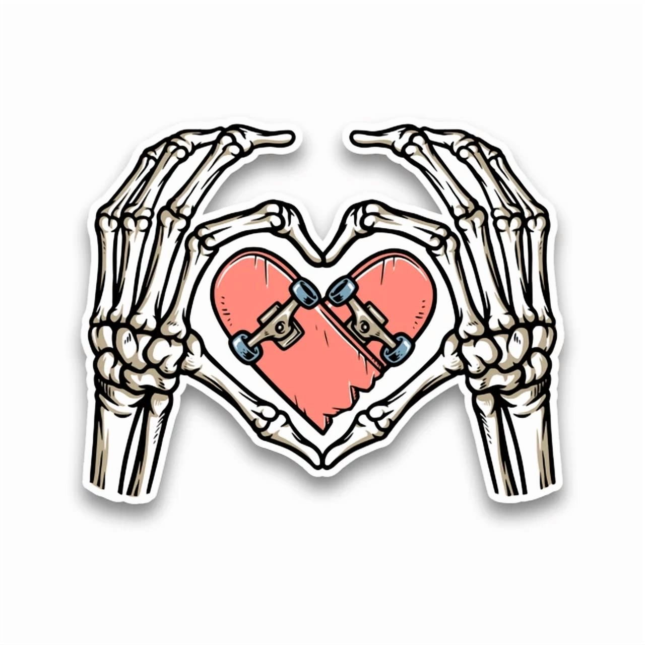 DOPASTICKER Skeleton Hand Skateboard Heart Sticker Decal Car Window ...