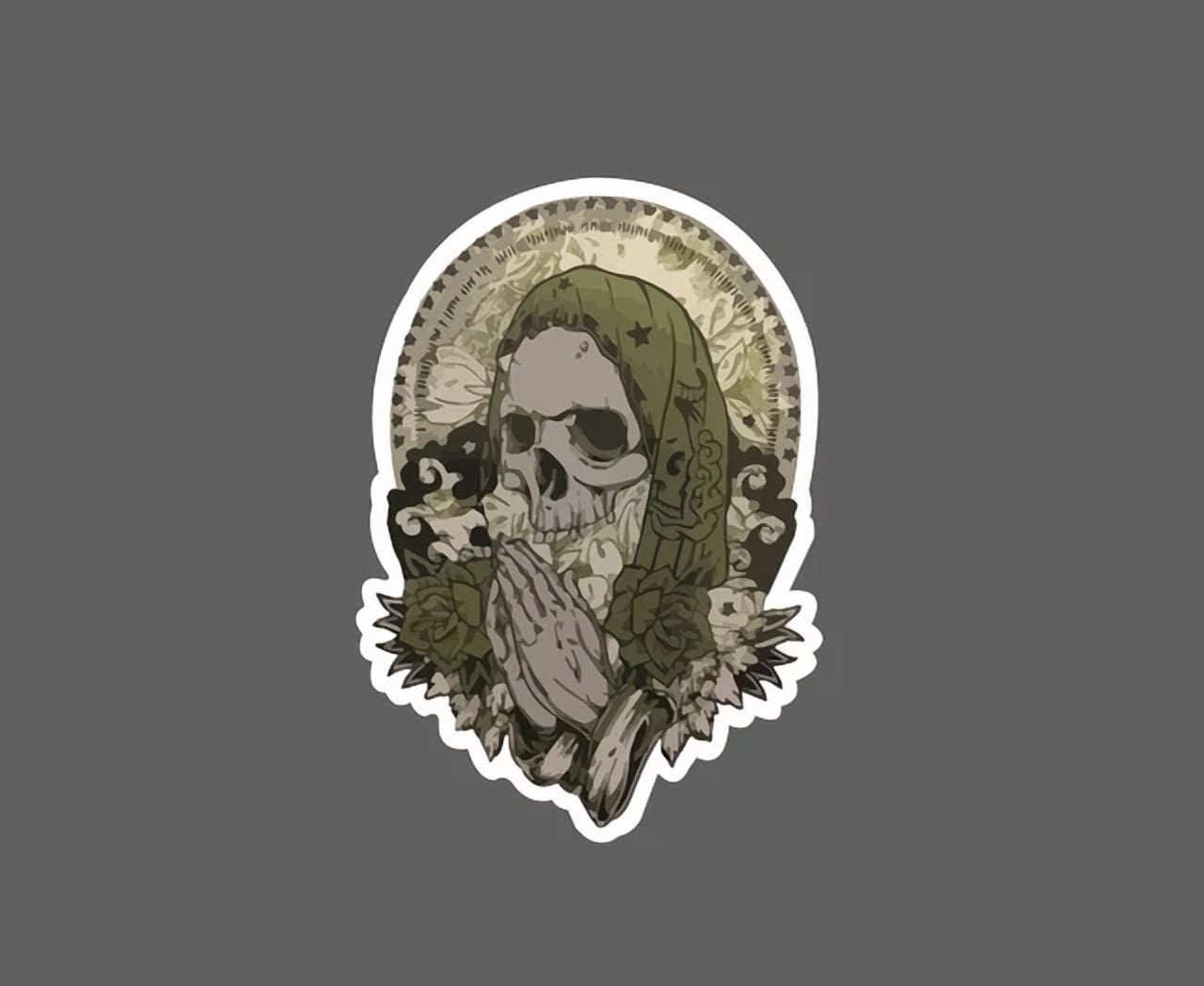 DOPASTICKER Skeleton Praying Sticker Skull Bones Faith Sticker Phone ...