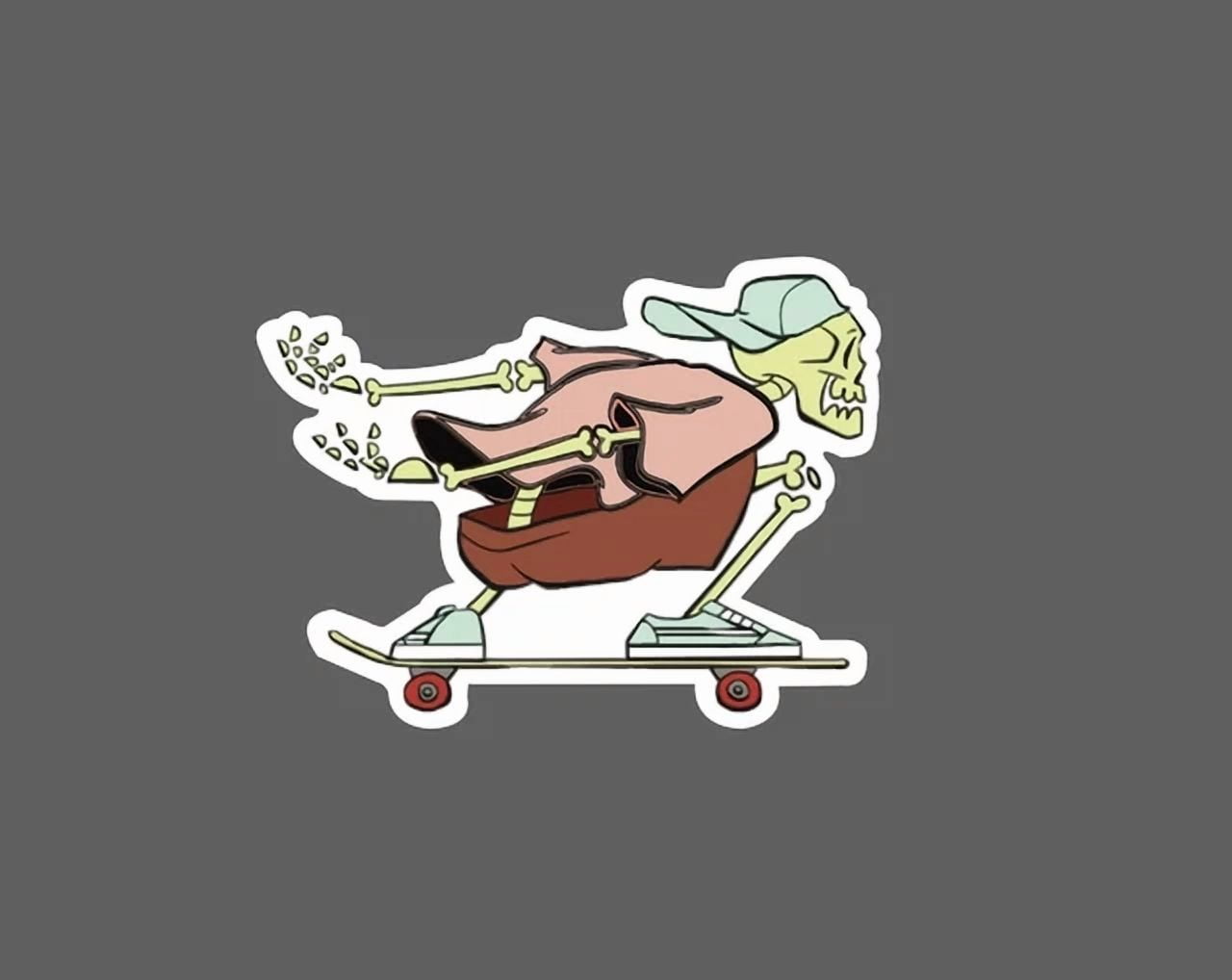 DOPASTICKER Skeleton Skateboarding Sticker Bones Sticker Phone Sticker ...
