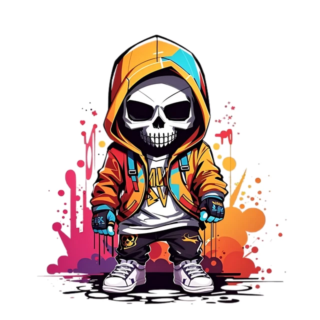 DOPASTICKER Skeleton Sticker Street Art Urban Edgy Hip Hop Grunge ...