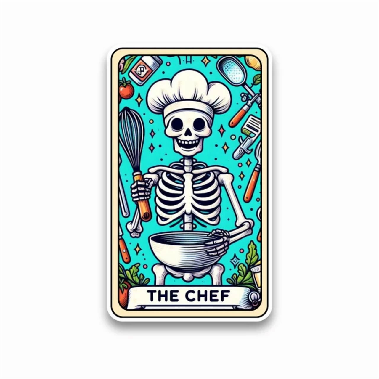 DOPASTICKER Skeleton Tarot Card The Chef Witc.Hcraft Sticker Decal ...