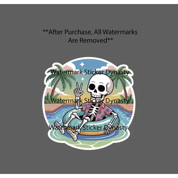 DOPASTICKER Skeleton Tube Sticker Floating Lake River Peace Sticker ...