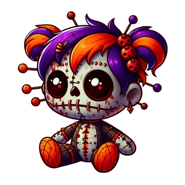 DOPASTICKER Skeleton Voodoo Doll Sticker Black White Pumpkin Halloween ...