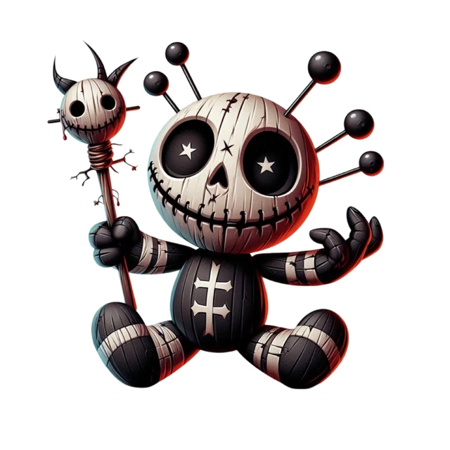 DOPASTICKER Skeleton Voodoo Doll Sticker Black White Pumpkin Halloween ...