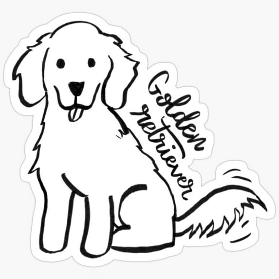 DOPASTICKER Sketchy Golden Retriever Sticker Phone Sticker, Latop ...