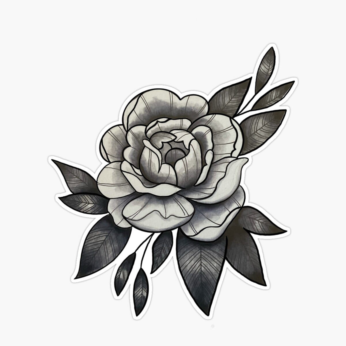 DOPASTICKER Sketchy Peony Sticker, Phone Sticker Car Stickers, Birthday ...