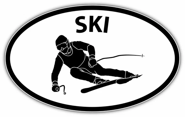 DOPASTICKER Ski Skier Sport Oval Car Window Sticker Decal Phone Decal ...