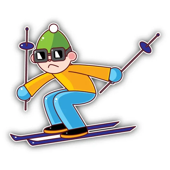 DOPASTICKER Skier Cartoon Sport Car Sticker Phone Decal Water Bottle ...
