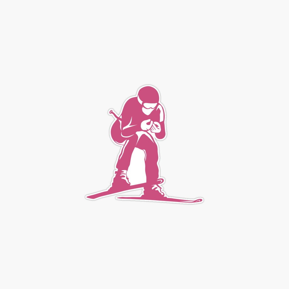 DOPASTICKER Skiing, Just Ski, Pink, Skier Sticker, Phone Sticker Car ...
