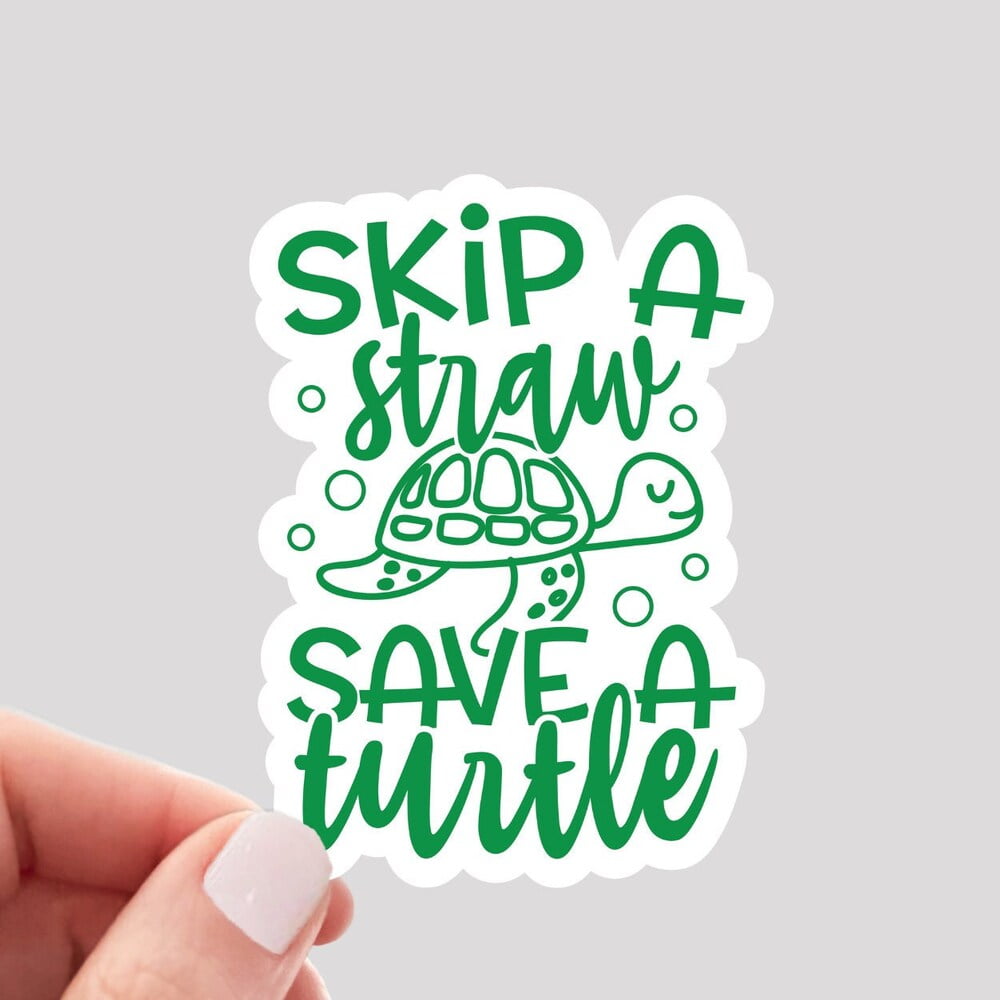 DOPASTICKER Skip A Straw Save A Turtle Sticker, Turtle Sticker, Earth ...