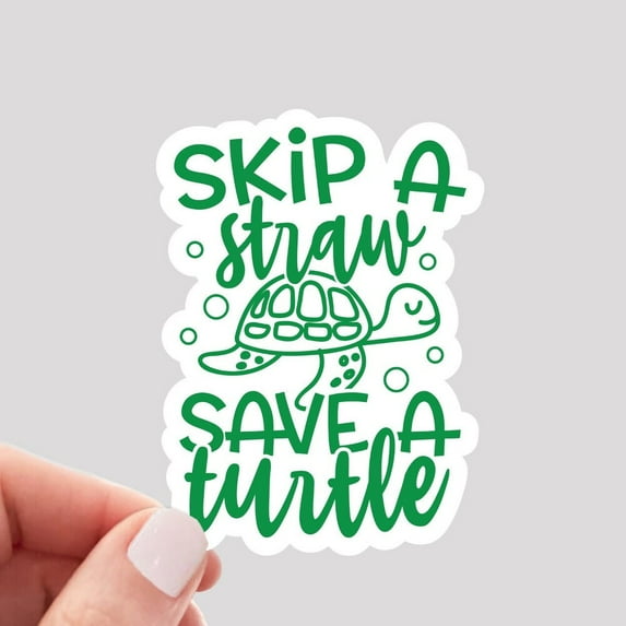 DOPASTICKER Skip A Straw Save A Turtle Sticker, Turtle Sticker, Earth ...