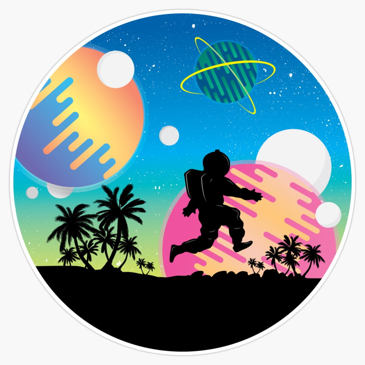 DOPASTICKER Skipping Astronaut Sticker, Phone Sticker Water Bottle ...