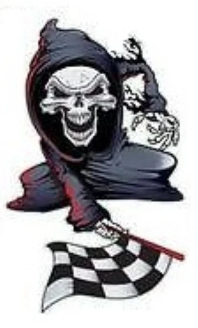 DOPASTICKER Skull With Checkered Flag Sticker Hard Hat Sticker Laptop ...