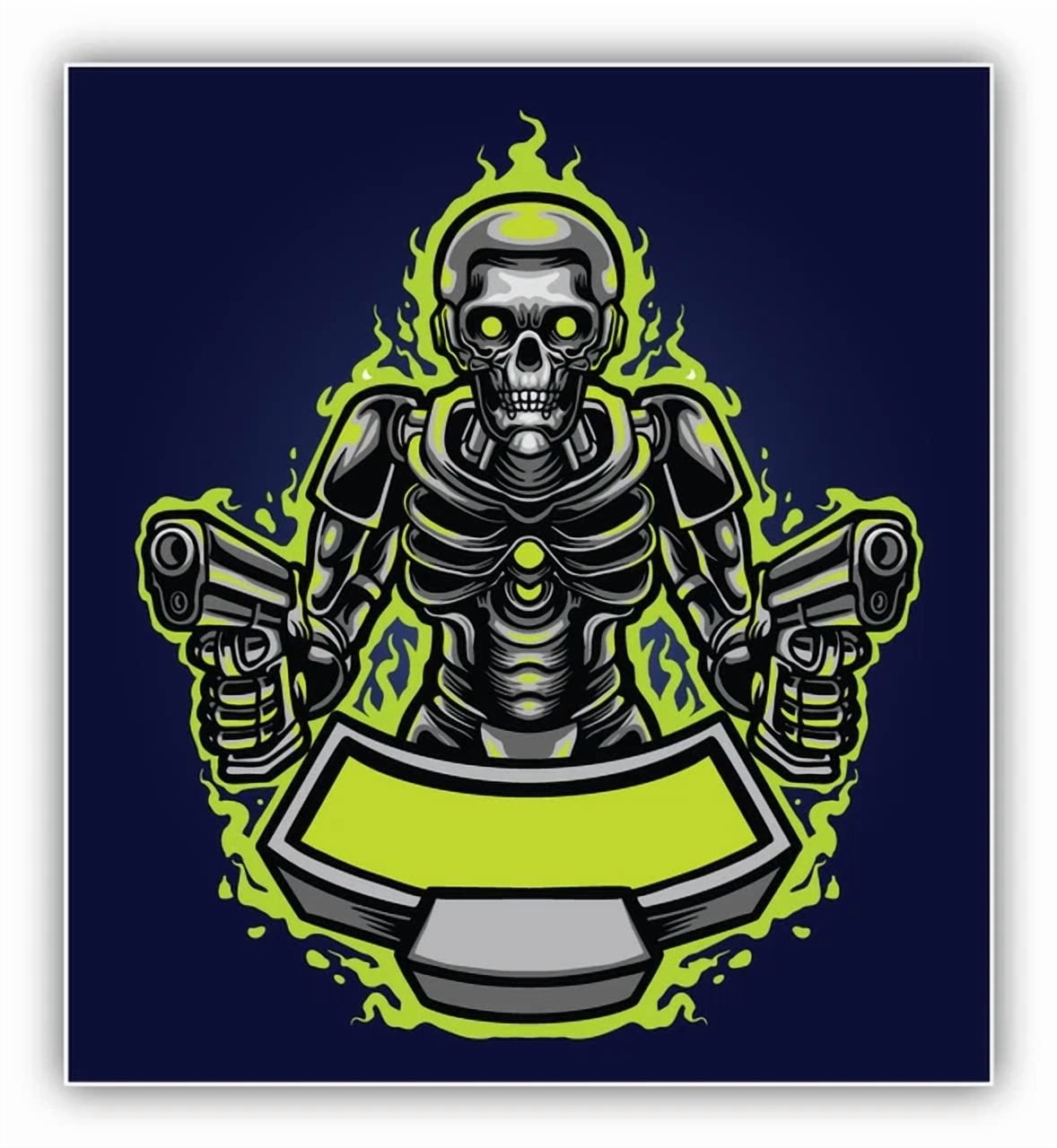 DOPASTICKER Skull Cyborg Mascot Sticker Decal Phone Decal Water Bottle ...