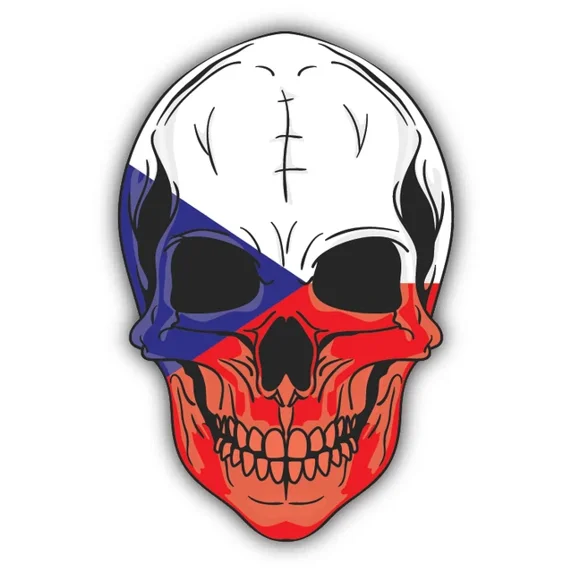 DOPASTICKER Skull Flag Czech Republic Sticker Phone Decal Water Bottle ...