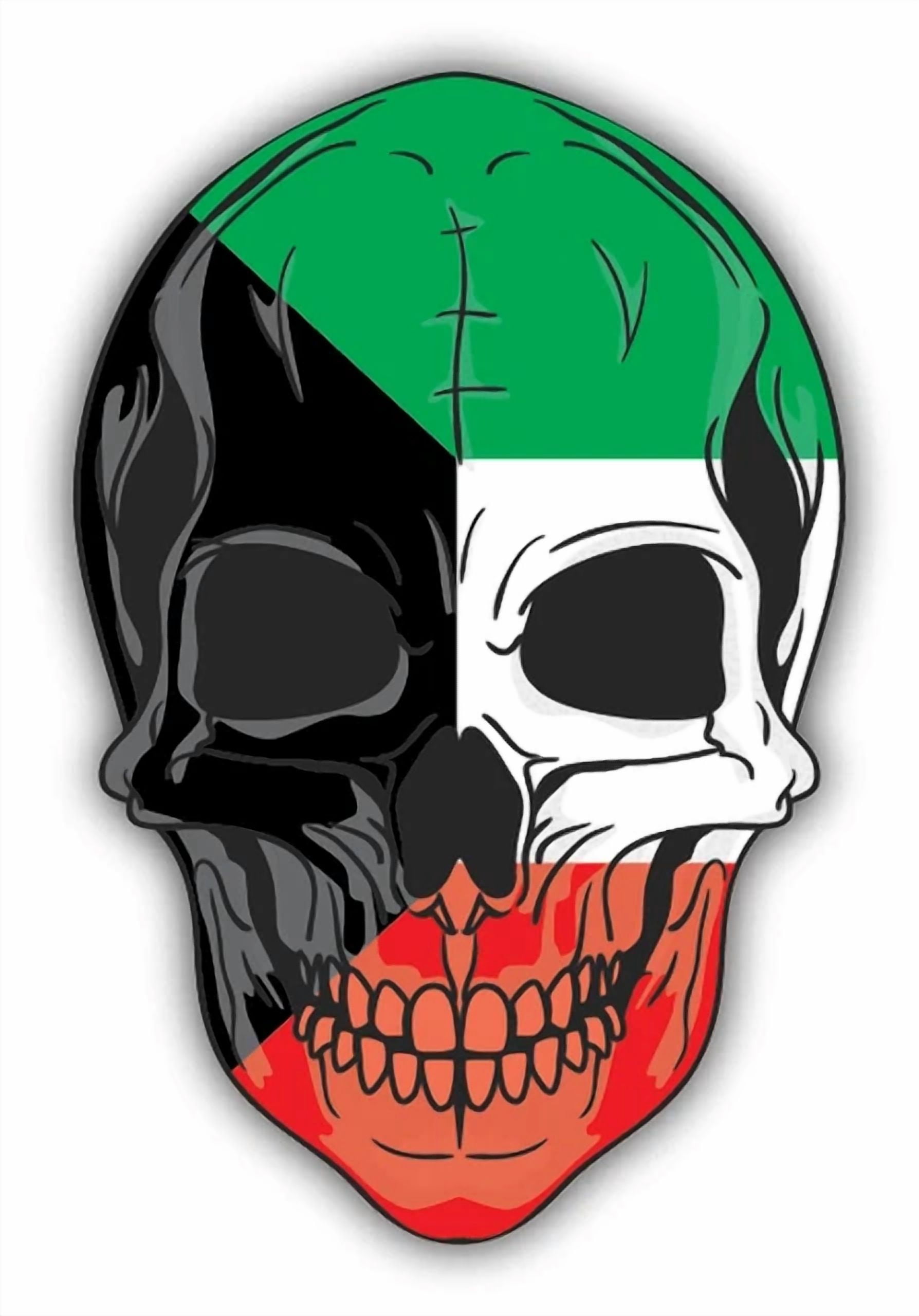 DOPASTICKER Skull Flag Kuwait Sticker Decal Phone Decal Water Bottle ...