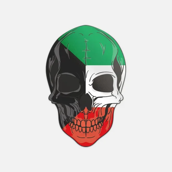 DOPASTICKER Skull Flag Kuwait Sticker Decal Phone Decal Water Bottle ...