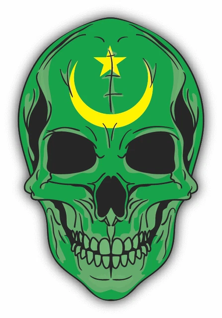 DOPASTICKER Skull Flag Mauritania Sticker Phone Decal Water Bottle ...