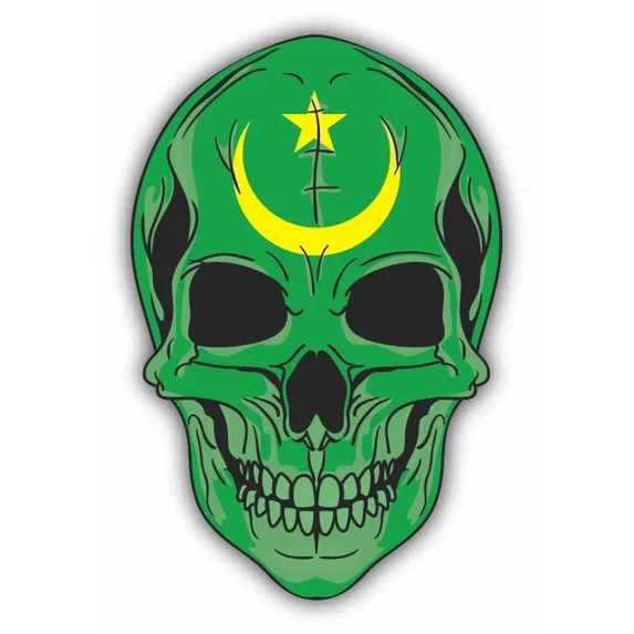 DOPASTICKER Skull Flag Mauritania Sticker Phone Decal Water Bottle ...