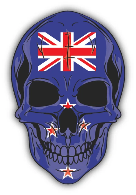 DOPASTICKER Skull Flag New Zealand Car Sticker Phone Water Bottle ...