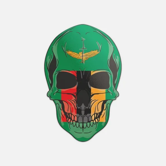 DOPASTICKER Skull Flag Zambia Sticker Decal Phone Decal Water Bottle ...