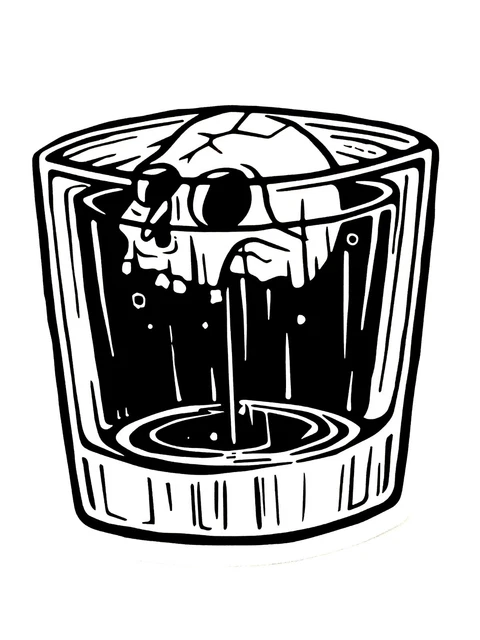 DOPASTICKER Skull Glass Sticker Goth Minimalist Fantasy Whisky Burbon ...