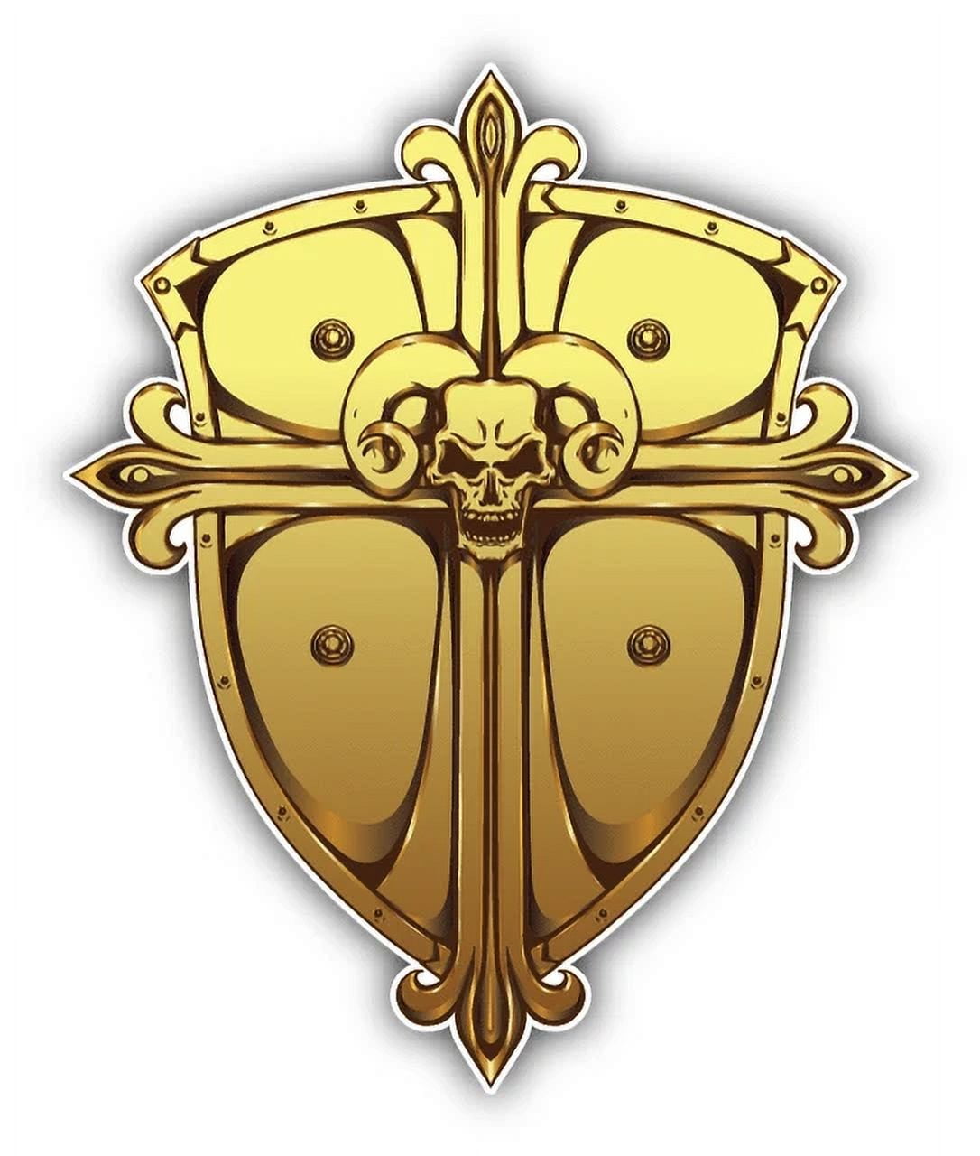 DOPASTICKER Skull Horns Golden Shield Sticker Decal Phone Decal Water ...