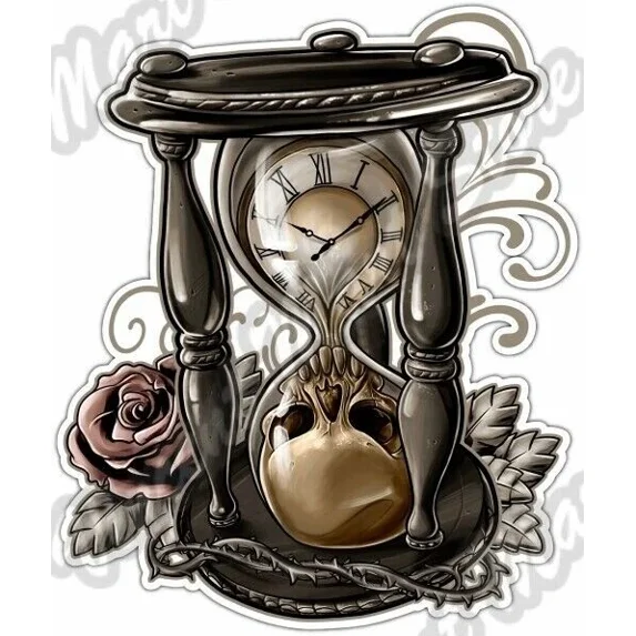 DOPASTICKER Skull Hourglass Rise Sand Clock Time Car Sticker Decal ...