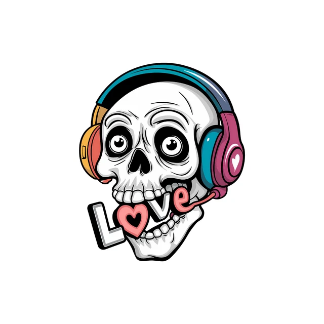 DOPASTICKER Skull Love Sticker Street Art Urban Edgy Hip-Hop Grunge ...