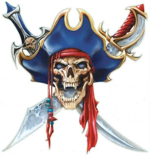 DOPASTICKER Skull Pirate Sticker Laptop Sticker Window Phone Decal ...
