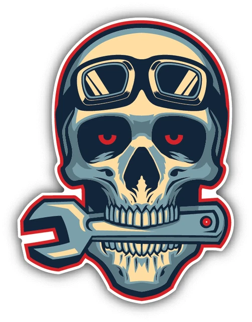DOPASTICKER Skull Rider Wrench Sticker Decal Phone Decal Water Bottle ...