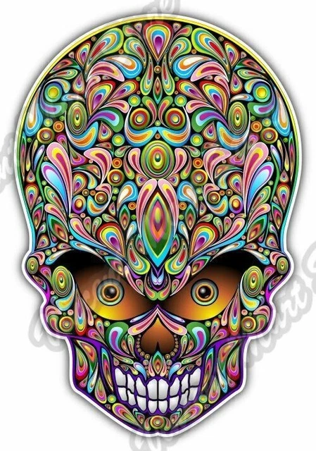 DOPASTICKER Skull Skeleton Abstract Colorful Rainbow Car Sticker Decal ...