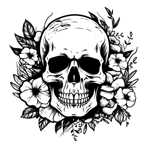 DOPASTICKER Skull Sticker Snarky Skeleton Flowers Gothic Minimalist ...