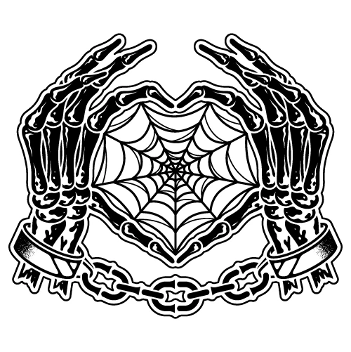 DOPASTICKER Skull Sticker Snarky Skeleton Heart Web Chains Love Broken ...