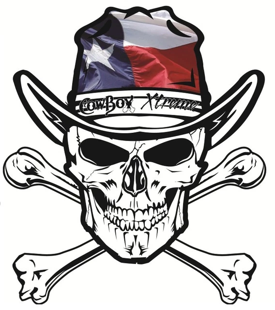 DOPASTICKER Skull With Texas Hat Sticker Hard Hat Sticker Laptop ...