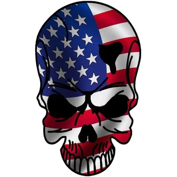 DOPASTICKER Skull With American Flag Sticker Laptop Phone Decal Water ...