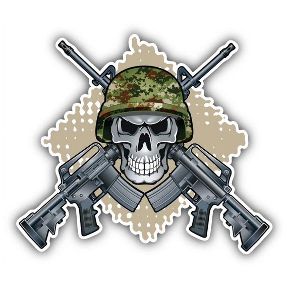 DOPASTICKER Skull With Army Sticker Decal Phone Decal Water Bottle ...