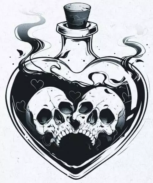 DOPASTICKER Skulls Sticker Poison Jar Perfume Alchemy Vial Black White ...