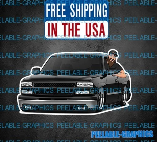 DOPASTICKER Slammed Truck Lowered Blk Bagged Low Sticker Fits Chevy ...