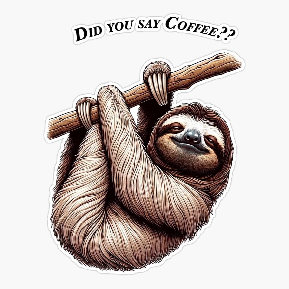 DOPASTICKER Sleepy Sloth'S Coffee Craving Sticker, Phone Sticker Car ...