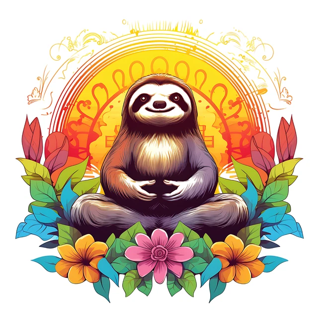 DOPASTICKER Sloth Peace Sticker Yoga Art Chakra Serenity Zen Meditation ...