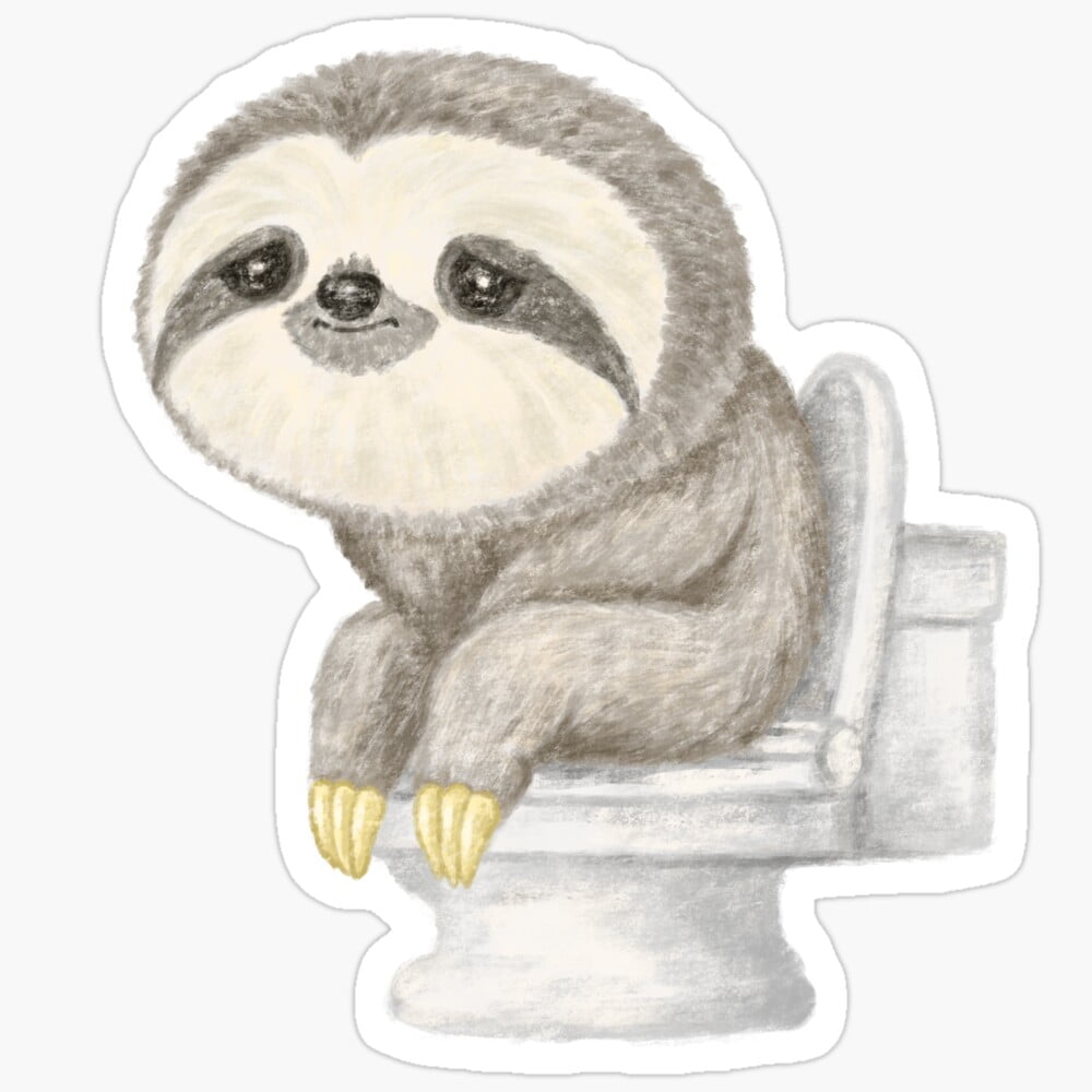 DOPASTICKER Sloth Sitting On The Toilet Gift You - Phone Stickers ...