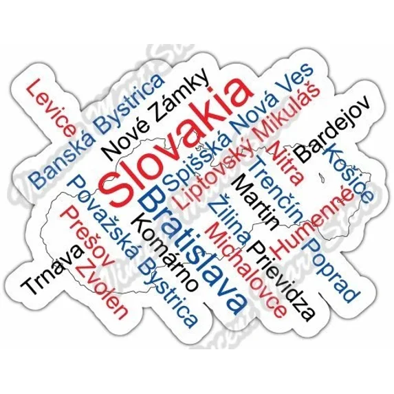 DOPASTICKER Slovakia Bratislava Country Map Word Cloud Sticker Decal ...