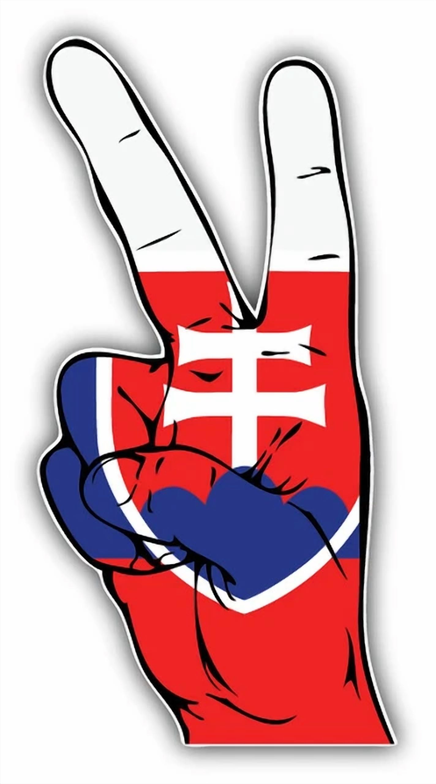DOPASTICKER Slovakia Flag Hand Peace Sign Sticker Decal Phone Decal ...