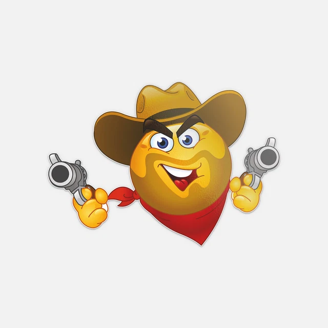 DOPASTICKER Smiley Cowboy Sticker Decal Phone Decal Water Bottle ...