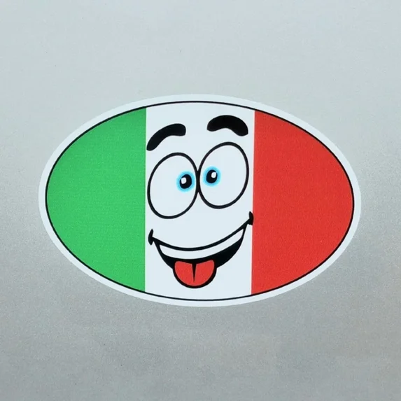 DOPASTICKER Smiley Face Italy Italian Flag Oval Sticker For Car Van ...